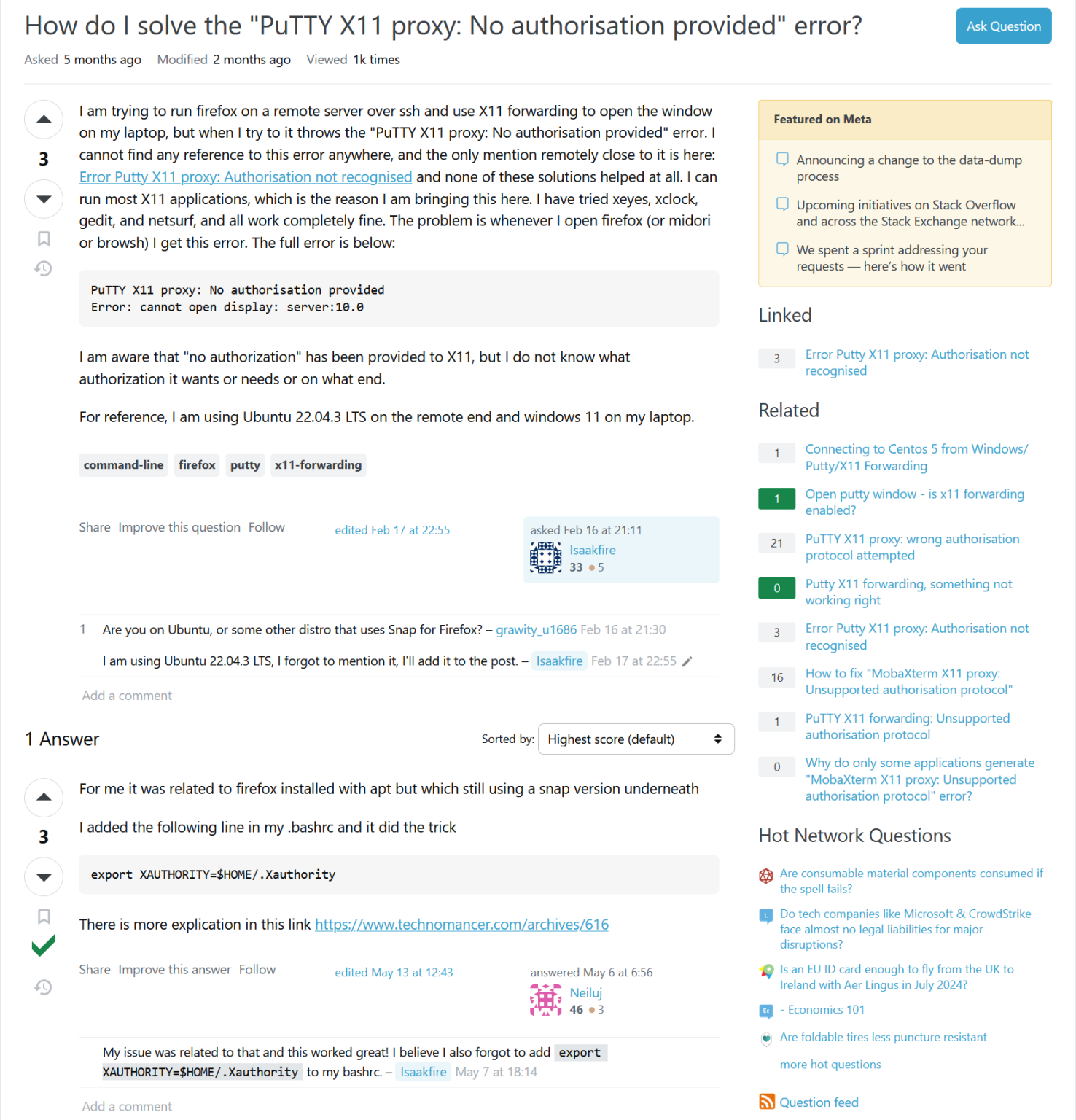 修复使用SSH转发X11异常：MoTTY X11 proxy: No authorisation provided – TheWhiteDog9487的废话聊天板